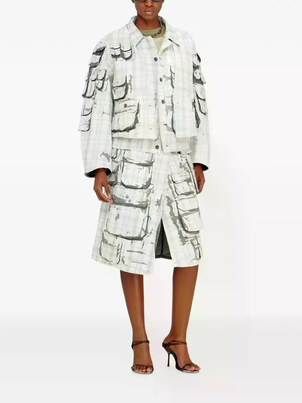 DIESEL® Denim Midi Skirt With Peel-off Effect