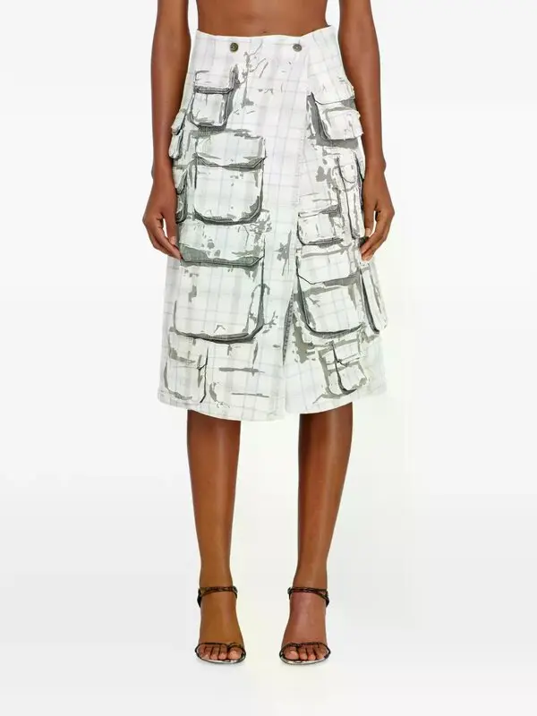 DIESEL® Denim Midi Skirt With Peel-off Effect