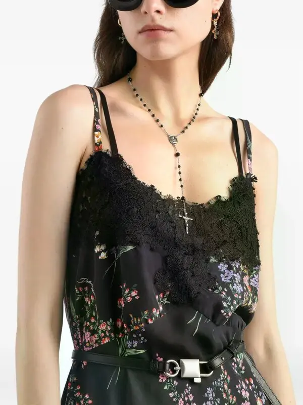 Dolce & Gabbana Floral Lace Mini Dress - Black