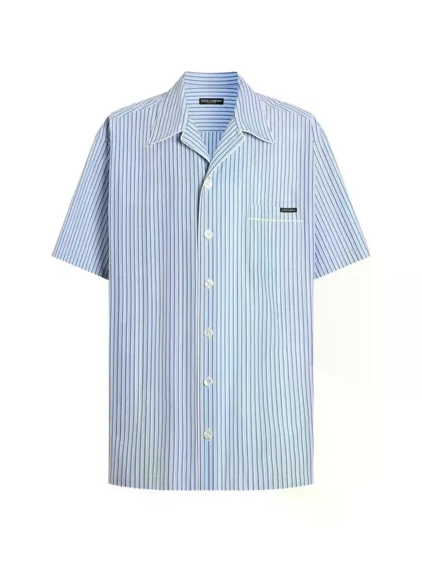 Dolce & Gabbana Hawaii Striped Poplin Shirt - Blue