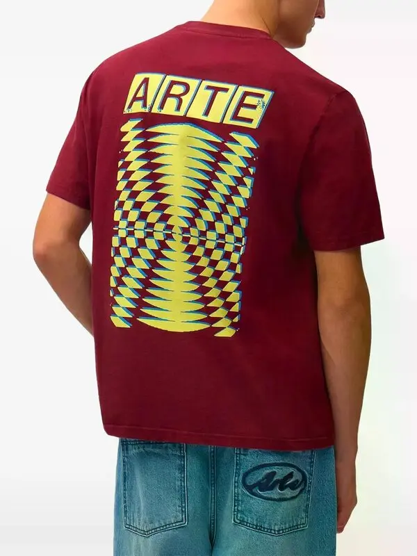 ARTE ANTWERP Abstract-print Cotton T-shirt - Red