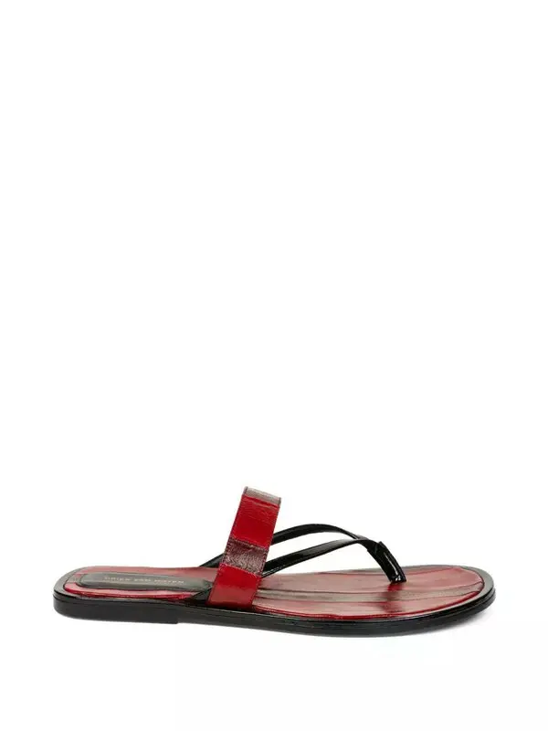 Dries Van Noten Striped Leather Sandals - Red
