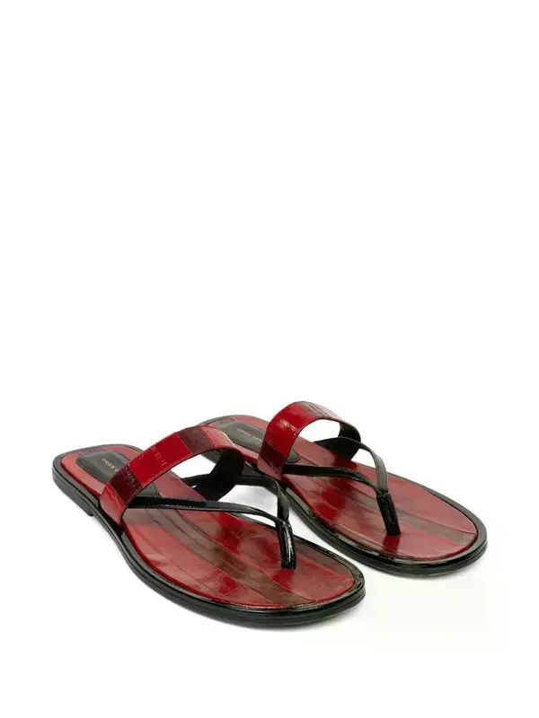 Dries Van Noten Striped Leather Thong Sandals