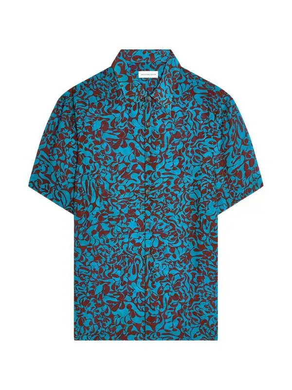 Dries Van Noten Floral-print Short-sleeve Shirt - Blue