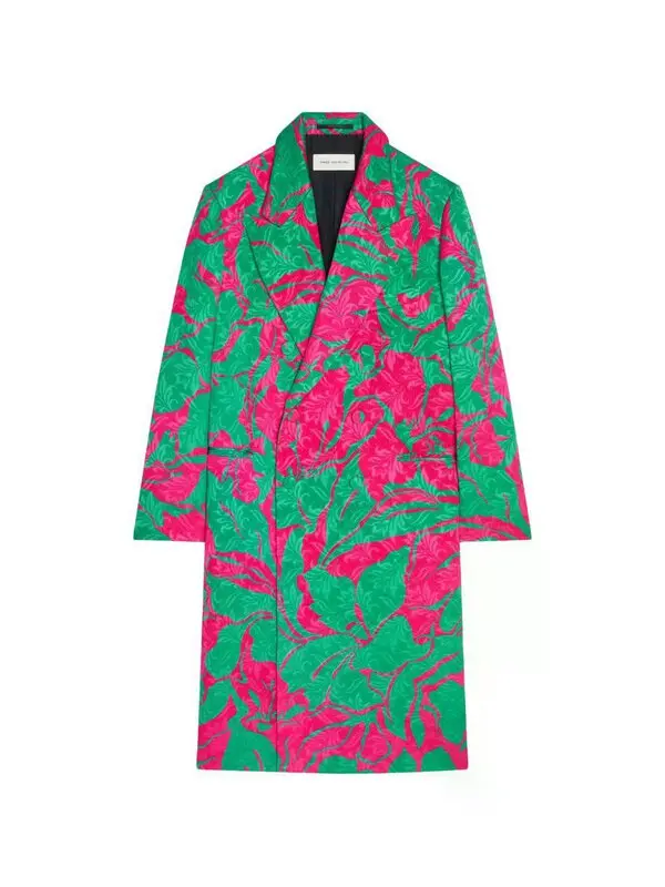 Dries Van Noten Floral-print Double-breasted Coat - Pink