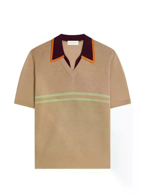 Dries Van Noten Striped Merino Wool Polo Shirt - Neutrals