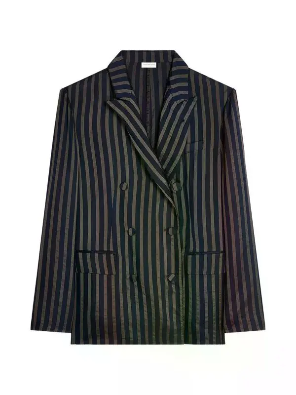 Dries Van Noten Striped Double-breasted Blazer - Blue