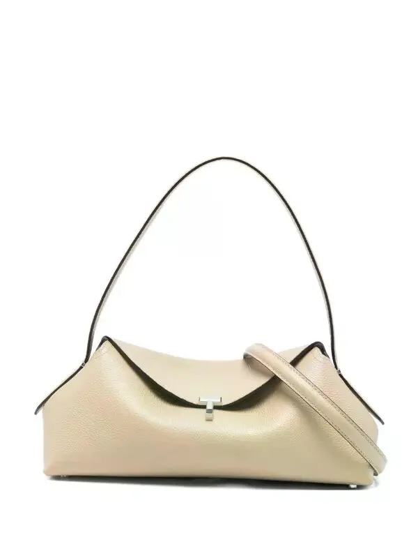 TOTEME Medium T-lock Grained-leather Shoulder Bag - Neutrals