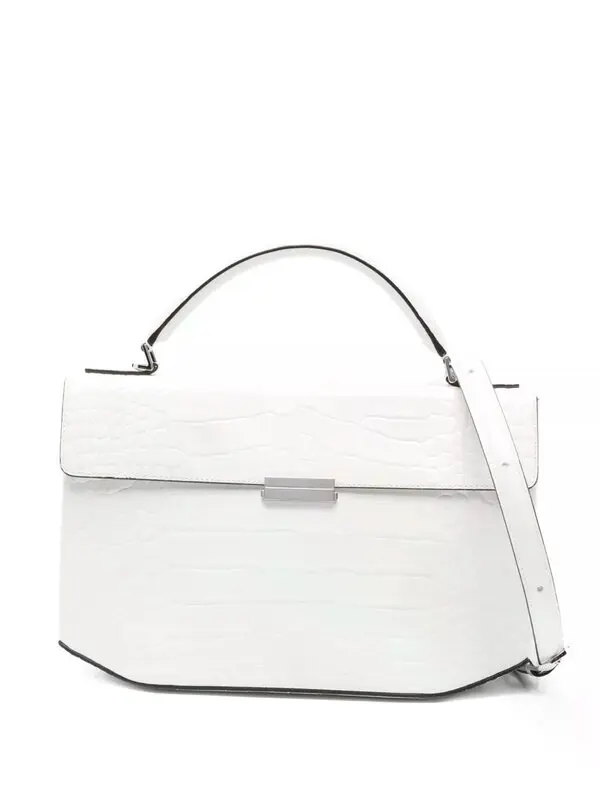 TOTEME Medium Croc-embossed Leather Tote Bag - White