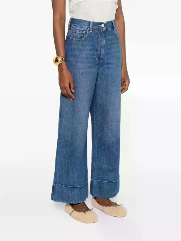 Valentino Garavani Wide Leg Cuffed Jeans