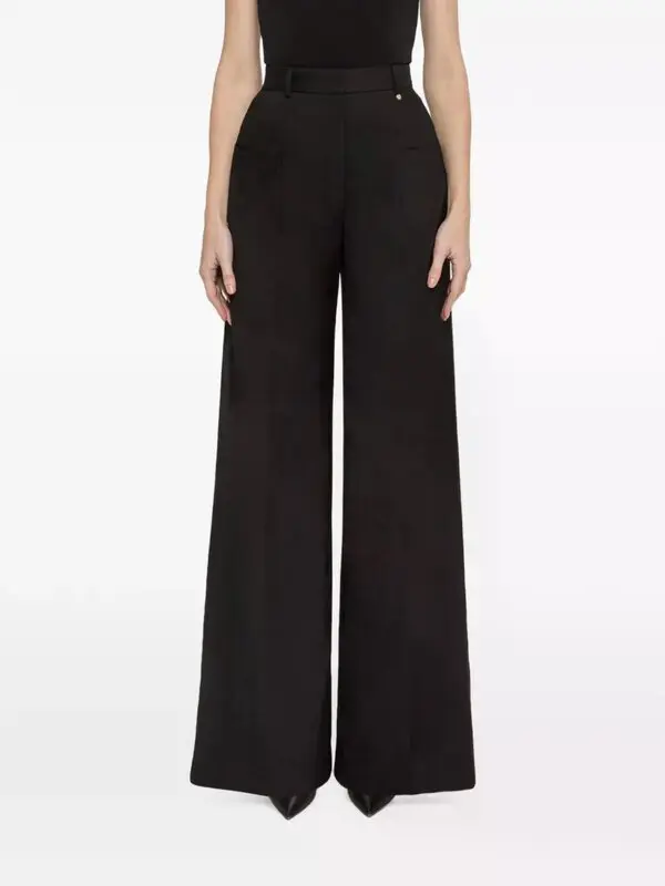 NISSA High-rise Wide-leg Palazzo Trousers - Black
