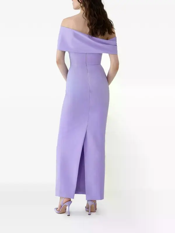 Carolina Herrera Draped Off-shoulder Column Gown - Purple