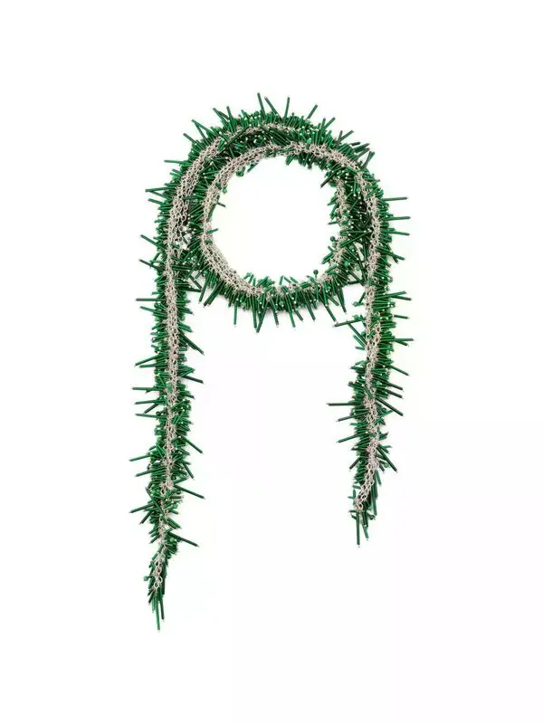 Dries Van Noten Beaded Scarf Necklace - Silver