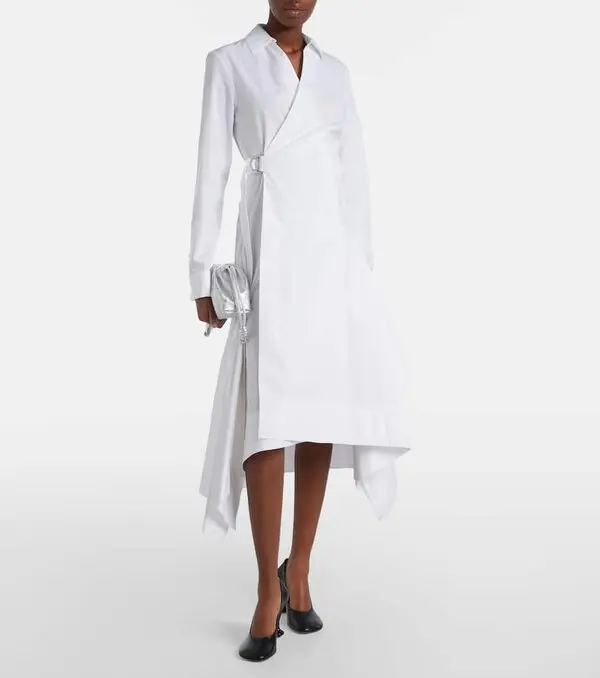 Loewe Draped Cotton Wrap Dress - White