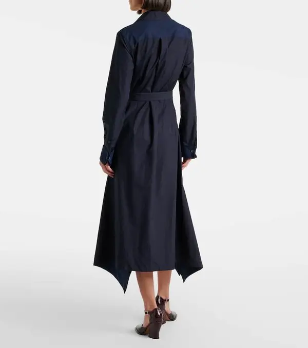 Loewe Draped Cotton Wrap Dress - Blue