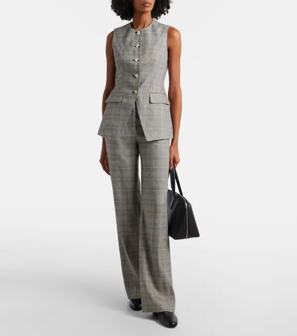 Veronica Beard Jude Checked Wide-leg Pants