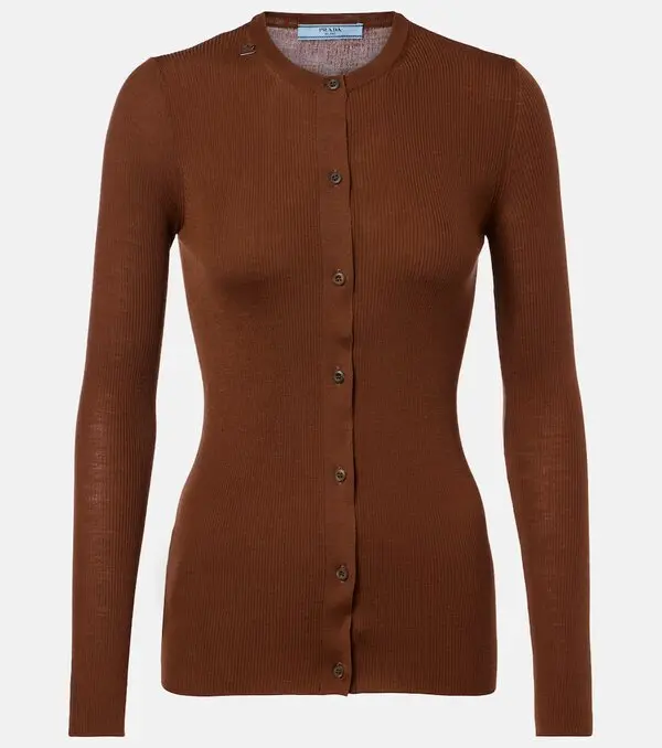 Prada Virgin Wool Buttoned Cardigan - Brown