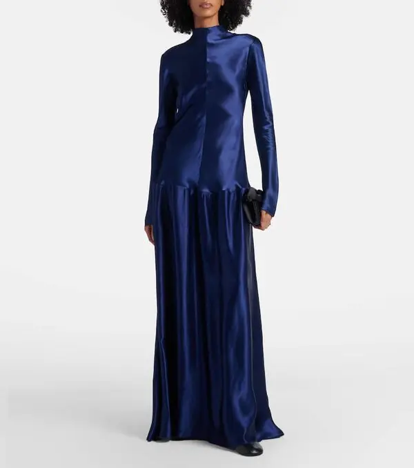 FFORME Satin Maxi Dress - Blue