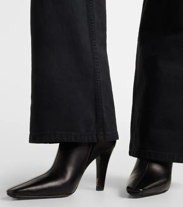 Saint Laurent Jill 95 Leather Ankle Boots - Black