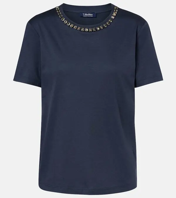 Max Mara Embellished Cotton-blend T-shirt