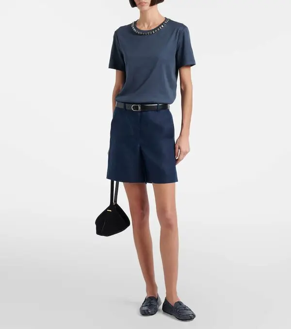Max Mara Embellished Cotton-blend T-shirt