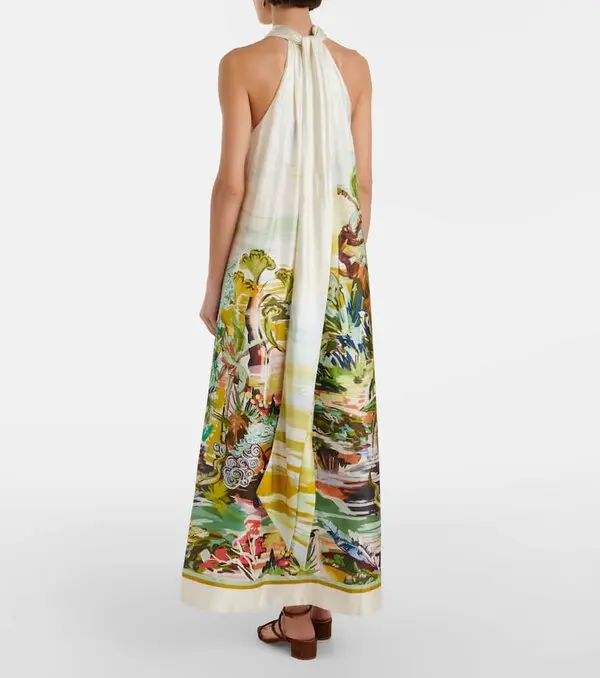 ALEMAIS Jungle Boogie Halterneck Maxi Dress