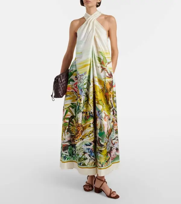 ALEMAIS Jungle Boogie Halterneck Maxi Dress