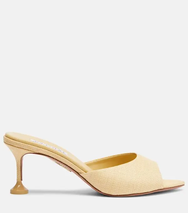 AQUAZZURA Bisous Woven Raffia Mules