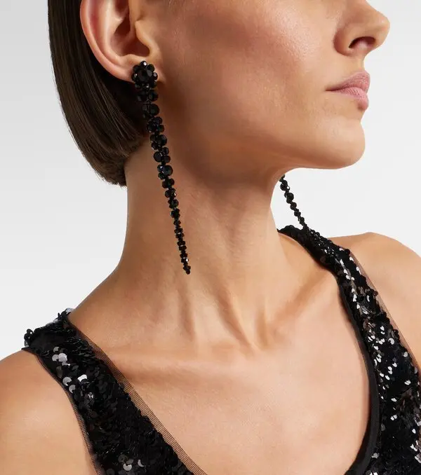 Simone Rocha Drip Embellished Drop Earrings - Black