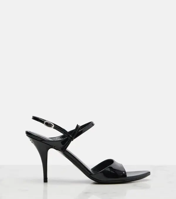 Balenciaga Avenue Bow Patent Leather Sandals - Black