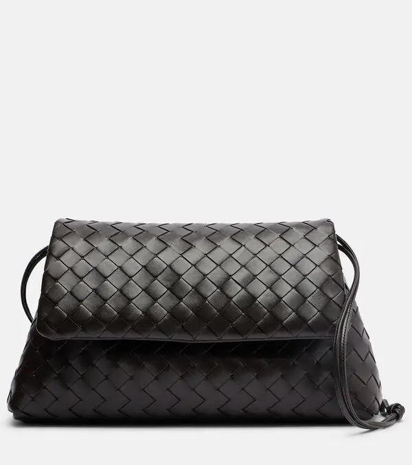 Bottega Veneta Giorno Intrecciato Leather Shoulder Bag - Brown