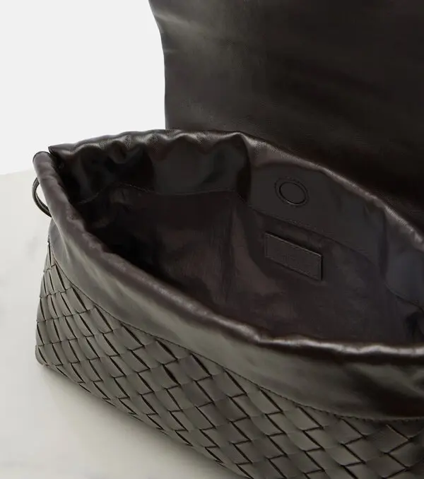 Bottega Veneta Giorno Intrecciato Leather Shoulder Bag - Brown