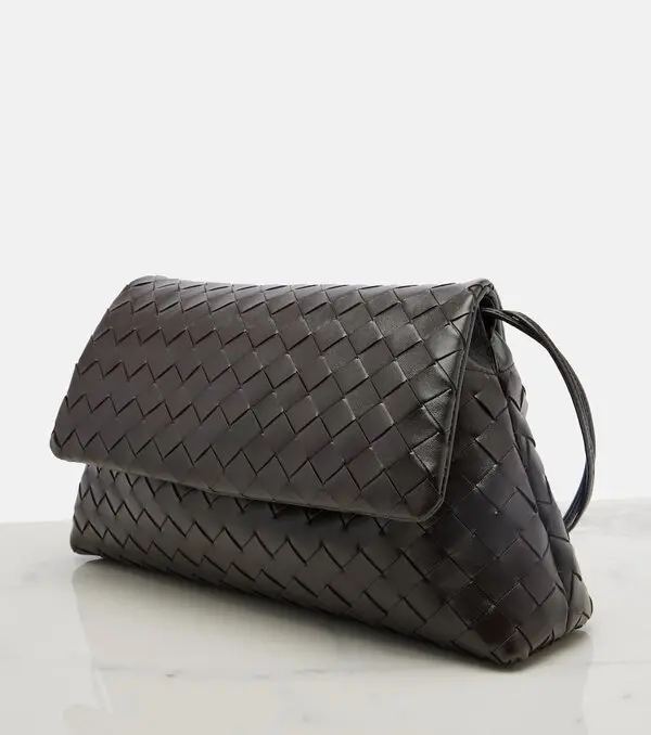 Bottega Veneta Giorno Intrecciato Leather Shoulder Bag - Brown
