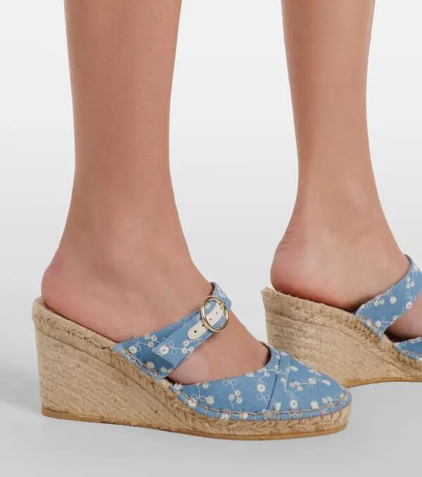 MALONE SOULIERS Farah Denim Espadrille Wedges
