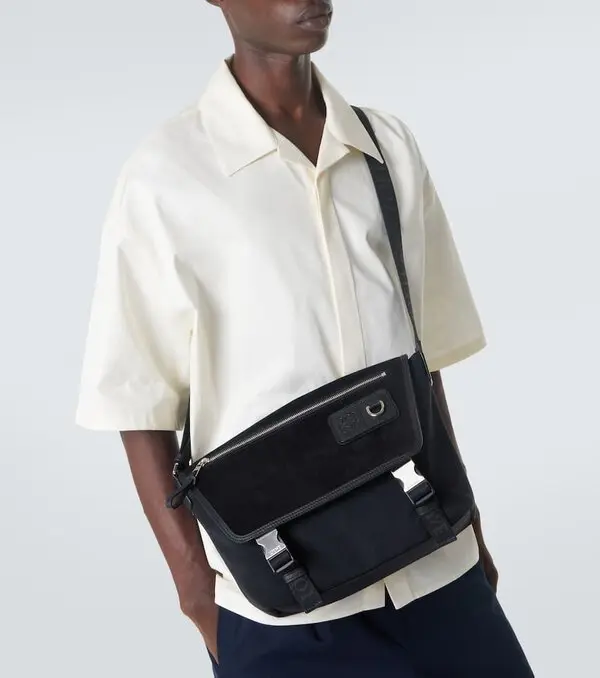 Loewe Medium Canvas And Suede Messenger Bag