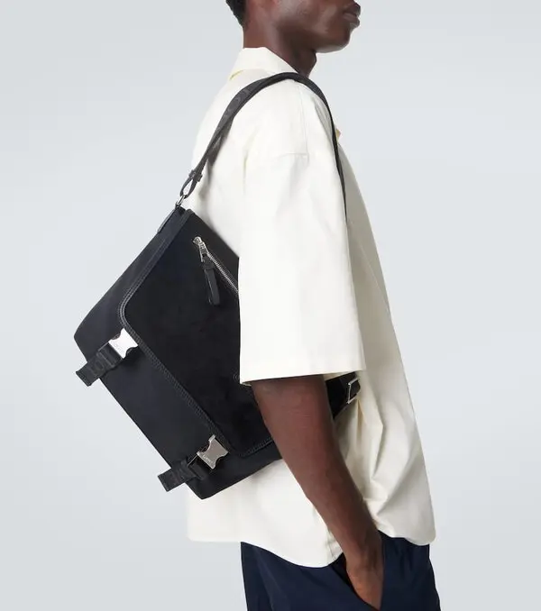 Loewe Medium Canvas And Suede Messenger Bag
