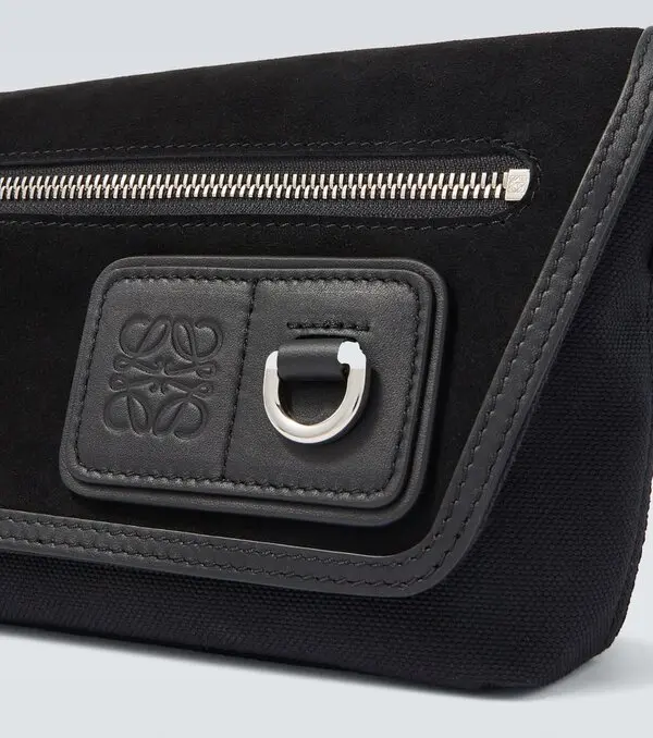Loewe Canvas And Suede Messenger Bag - Black
