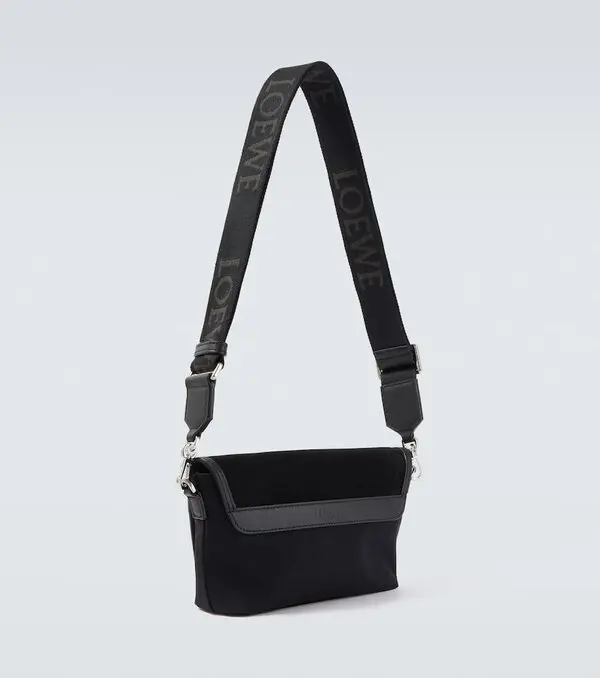 Loewe Canvas And Suede Messenger Bag - Black