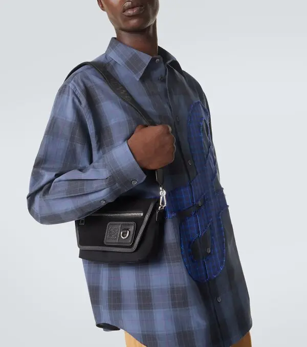 Loewe Canvas And Suede Messenger Bag - Black
