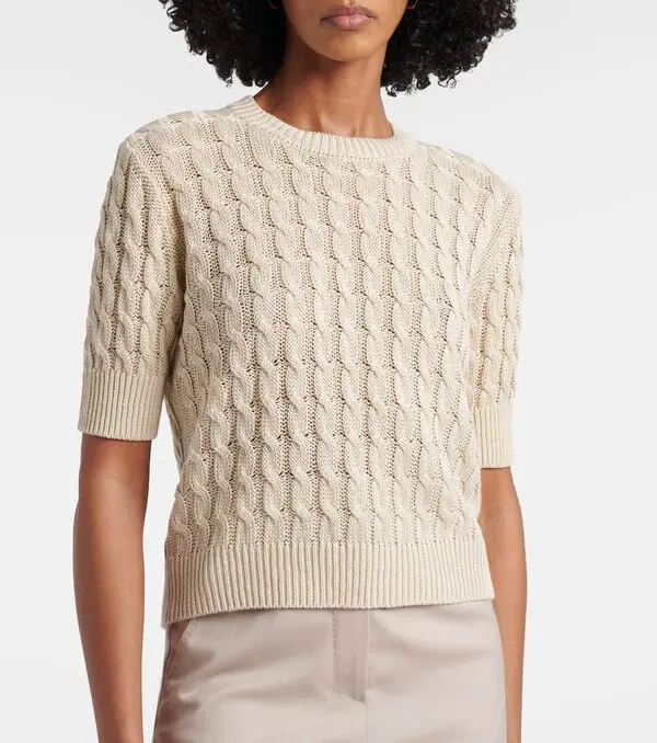 Max Mara Talamo Cable-knit Linen Sweater - Beige