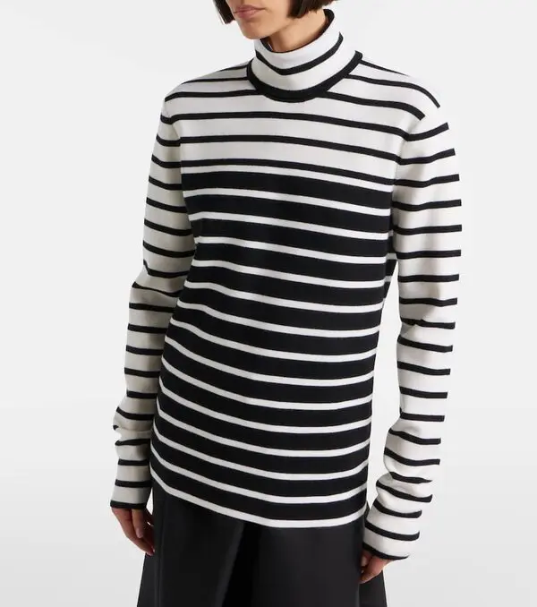 TOTEME Striped Wool-blend Turtleneck Sweater