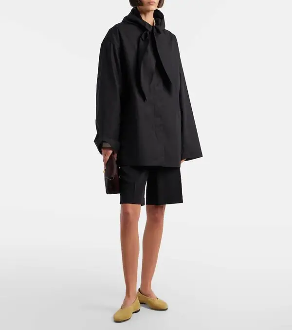 TOTEME Scarf-detailed Cotton Jacket - Black