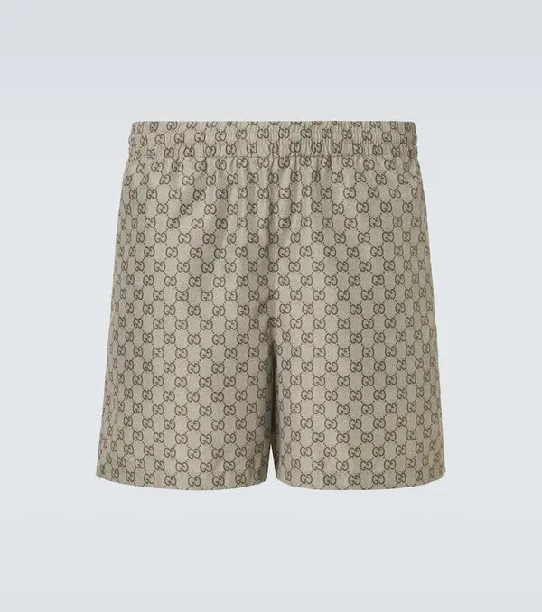 Gucci Gg Print Swim Trunks - Beige