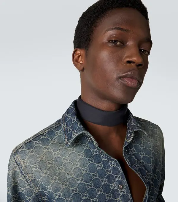 Gucci Web Stripe Cotton And Silk Scarf