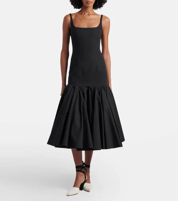 Jacquemus Agave Cotton Poplin Midi Dress - Black
