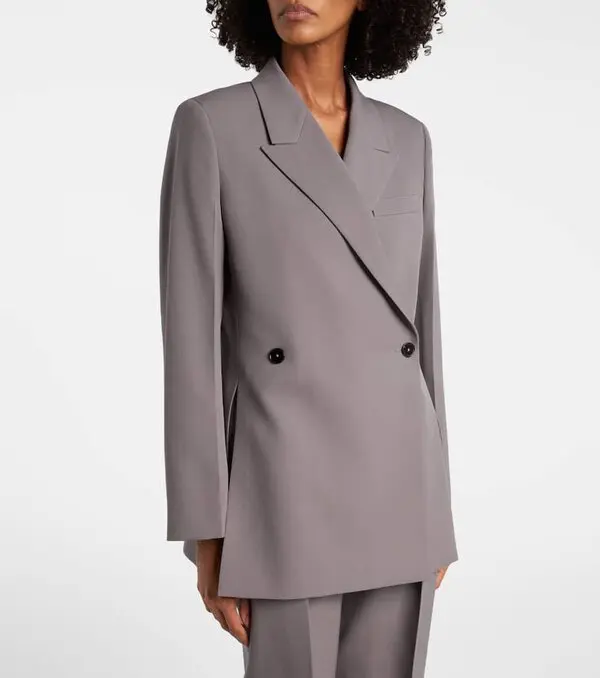 JIL SANDER Double-breasted Wool Gabardine Blazer - Grey