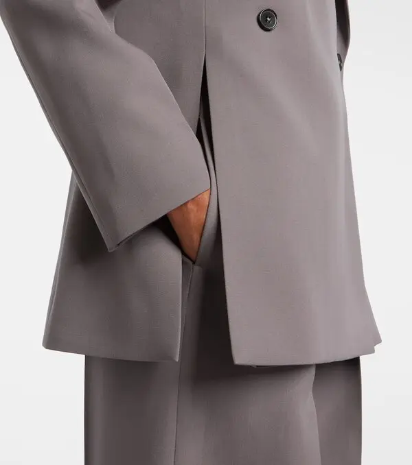JIL SANDER Double-breasted Wool Gabardine Blazer - Grey