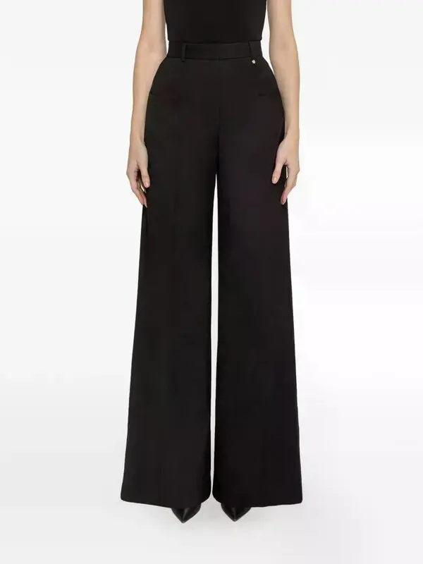 NISSA High-rise Wide-leg Palazzo Trousers - Black