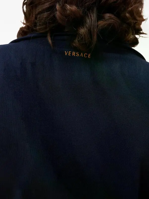 Versace Wool & Leather Patchwork Zip Jacket