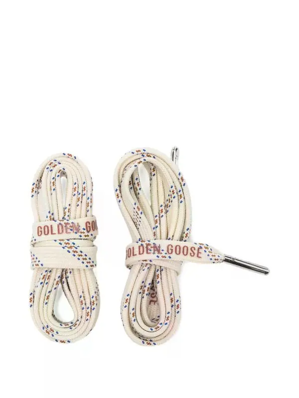 GOLDEN GOOSE Logo-print Flat Shoe Laces - White